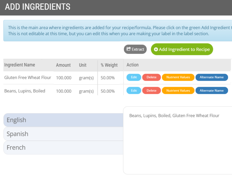 Food Manufacturing - Ingredient Label Maker - Nutritionist Pro
